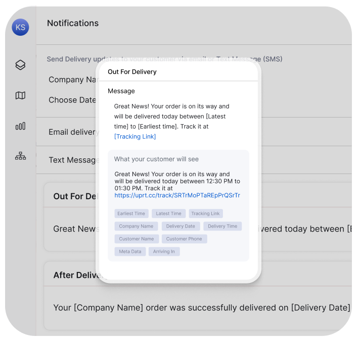 Adaptive Customer and Delivery Notification Software: Upper